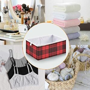 Kigai Red Black Buffalo Plaid Storage Baskets, 16x11x7 in Collapsible Fabric Storage Bins Organizer Rectangular Storage Box for Shelves, Closets, Laundry, Nursery, Home Decor