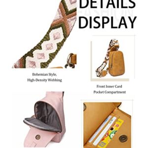 Ocahuel Women Sling Bags Crossbody Chest Bag Purse Vegan Leather Satchel Daypack Guitar Strap Boho Shoulder Backpack Traveling Hiking Yellow