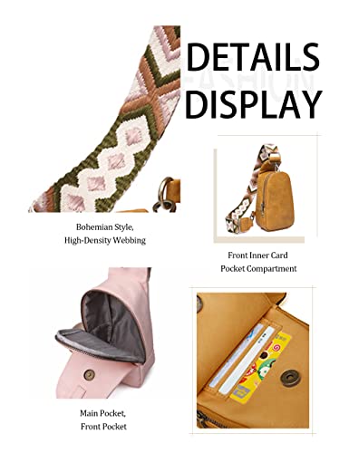 Ocahuel Women Sling Bags Crossbody Chest Bag Purse Vegan Leather Satchel Daypack Guitar Strap Boho Shoulder Backpack Traveling Hiking Yellow