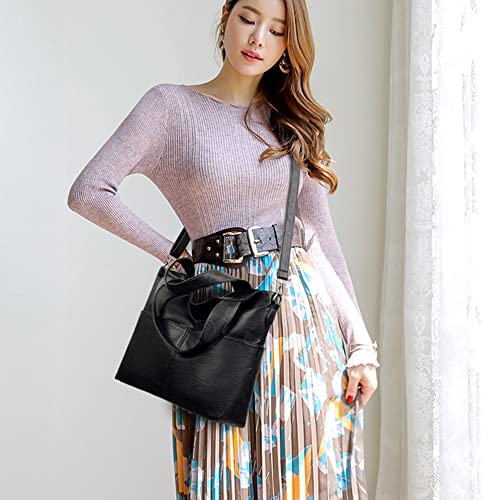 Women's Pu Leather Shoulder Bags Purses Large Capacity Shoulder Messenger Bag Crossbody Top-handle Tote Bag