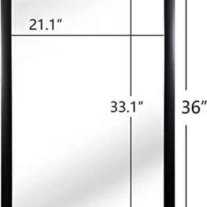 Oteymart Rectangular Wall Mirror 24" x 36" for Bathroom, Bedroom, Entryway, Living Room, Vanity, Black