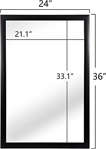 Oteymart Rectangular Wall Mirror 24" x 36" for Bathroom, Bedroom, Entryway, Living Room, Vanity, Black