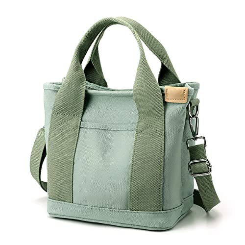 Japanese Handmade Large Capacity Multi-Pocket Handbag Canvas Crossbody Tote Bags Shoulder Purse with Zipper for Women (Green)