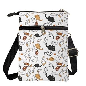 WELLFLYHOM Cute Cat Cellphone Crossbody Purse for Women Small Cross Over Bag Cute Stuff Shoulder Flight Bags Money Purses Wallets Moneybag Hiking Cycling Travel Clutch Tote Bags