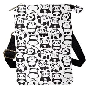 wellflyhom panda crossbody bag women cell phone purse canvas multi-pocket messenger bags sling fight carrier bags cross over pouch teen girls clutch tote bags travel wallet