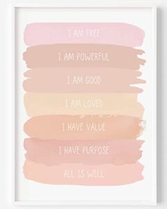 pink wall art positive affirmations wall decor girls nursery wall art pink inspirational wall art for office blush pink wall decor for bedroom pink bathroom decor unframed (11×14 blush)