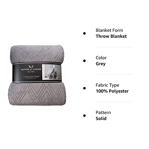 Click Image to Open expanded View Monte & Jardin Luxury Collection Ultra Plush, Cozy, & Soft Throw, Heavy Weight for Extra Warmth 60 X 70in {Grey}