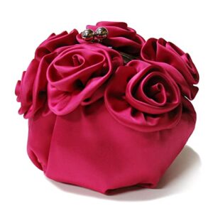 jnb satin evening bag with flowers,fuch48