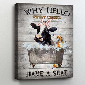 bathroom rules sign bathroom wall art vintage canvas prints bath signs wall art decor rustic laundry room decor for bathroom apartment cow bathroom decor cow wall art black and white bathroom art cow in bathtub wall art size11.5 x 15 inch a-263