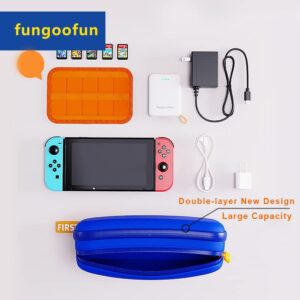 fungoofun Carrying Case Bundle for Nintendo Switch OLED and Switch Lite Console-Protective Shockproof Travel Shell Pouch,Earphone Charge Cable Accessories Switch Game Storage Bag (Orange)