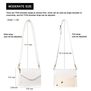 CLUCI Cross Body Bag Purses for Women, Vegan Leather Trendy Purse with Two Shoulder Strap, Women's Shoulder Bag Crocodile White