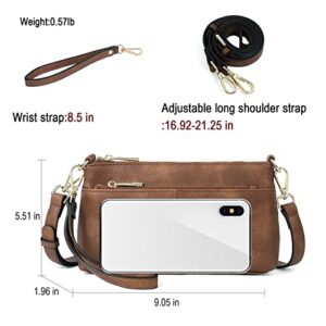 CLUCI Small Purses for Women Crossbody Bags, Cell Phone Clutch with Adjustbable Strap, Women's Leather Wristlet Purses