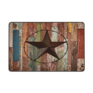 Minalo Large Area Rug Decorative Covering Floor,Rustic Wood Door with Southwestern Texas Star Garage Barn Farmhouse,Non Slip Washable Indoor Doormat Soft Area Rugs for Living Room Bedroom 5 x 7Ft