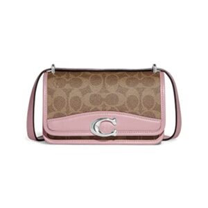 COACH Color-Block Coated Canvas Signature Bandit Crossbody Tan Powder Pink One Size