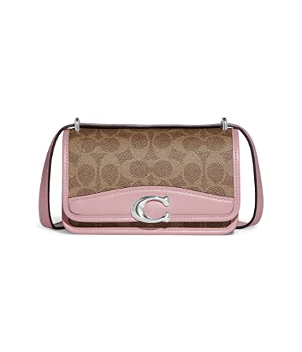 COACH Color-Block Coated Canvas Signature Bandit Crossbody Tan Powder Pink One Size