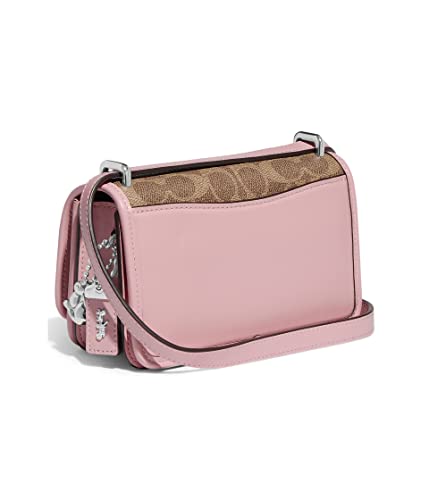 COACH Color-Block Coated Canvas Signature Bandit Crossbody Tan Powder Pink One Size