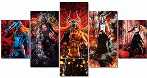 anime canvas wall art manga swords ichigo kurosaki soul reaper 5 pieces hd pictures print for living room home bedroom playroom decor unframed