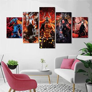 Anime Canvas Wall Art Manga Swords Ichigo Kurosaki Soul Reaper 5 Pieces HD Pictures Print for Living Room Home Bedroom Playroom Decor Unframed