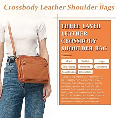 Crossbody Leather Shoulder Bags and Clutches, 3 Layer Crossbody Leather Shoulder Bags and Clutches (Red)