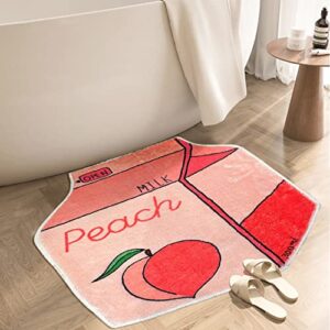 Cute Peach Rug for Bathroom,Pink Bath Rugs,Fruit Bathroom Rug,Cartoon Pink Bathroom Decor,Peach Milk Soft Bath Rugs for Carpet Doormat for Living Room,Non Slip Backing Mat,29.5"x23.6"