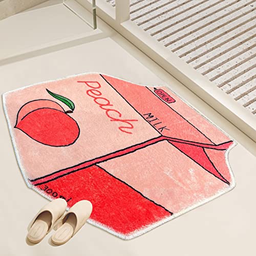 Cute Peach Rug for Bathroom,Pink Bath Rugs,Fruit Bathroom Rug,Cartoon Pink Bathroom Decor,Peach Milk Soft Bath Rugs for Carpet Doormat for Living Room,Non Slip Backing Mat,29.5"x23.6"