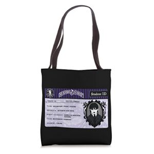 wednesday nevermore student id card tote bag