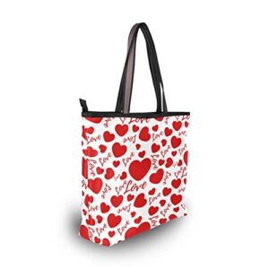 JSTEL Valentines Day Tote Bag for Women with Zipper,Heart Tote Bag Heart Purses and Handbags