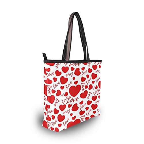 JSTEL Valentines Day Tote Bag for Women with Zipper,Heart Tote Bag Heart Purses and Handbags