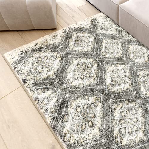 ODIKA 4 * 6 ft Cashmere Area Rug, Bohemian Style, Living Room, Bedroom, Distressed