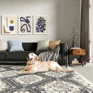 ODIKA 4 * 6 ft Cashmere Area Rug, Bohemian Style, Living Room, Bedroom, Distressed