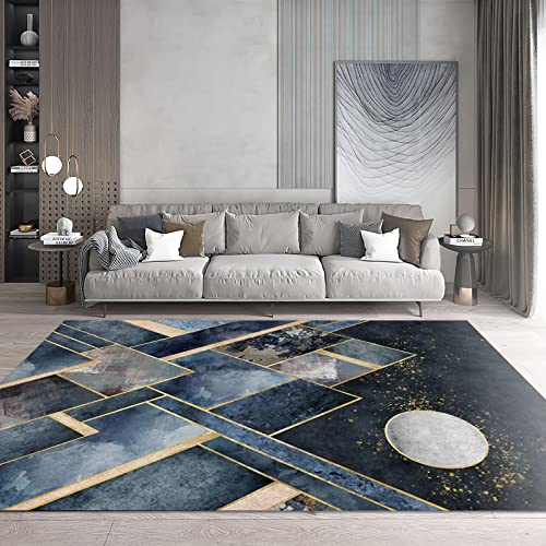 JUGTL Abstract Moon Star Area Rug, Geometric Pattern Decorative Rug, Easy Clean Washable Non-Slip Bedroom Rug Large Area, Suitable for Living Room Dining Room Entrance Corridor Office-5ft×6ft