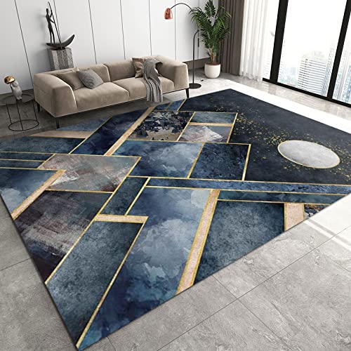 JUGTL Abstract Moon Star Area Rug, Geometric Pattern Decorative Rug, Easy Clean Washable Non-Slip Bedroom Rug Large Area, Suitable for Living Room Dining Room Entrance Corridor Office-5ft×6ft