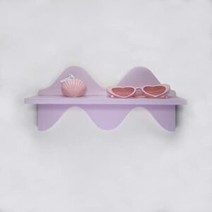 small floating shelves for wall decor cute wavy blush pink shelf decorative shelves display wood for bedroom bathroom living room funky eesthetic maximalist kawaii danish pastel preppy room decor