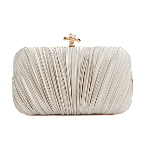 Freie Liebe Clutch Purses for Women Evening Bag Pleated Crossbody Purses Shoulder Bag with Chain Gold/Black/Silver