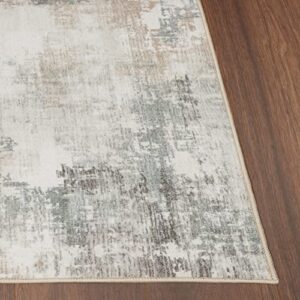 RUGSREAL Area Rug 8' x 10' Machine Washable Modern Abstract Rug Indoor Contemporary Floor Cover Carpet Rug Velvet Mat Foldable Accent Rug for Living Room Bedroom Dining Room, Taupe/Grey