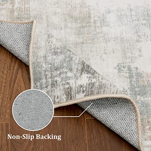 RUGSREAL Area Rug 8' x 10' Machine Washable Modern Abstract Rug Indoor Contemporary Floor Cover Carpet Rug Velvet Mat Foldable Accent Rug for Living Room Bedroom Dining Room, Taupe/Grey