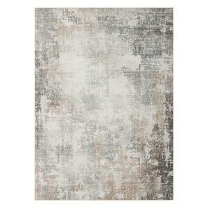 RUGSREAL Area Rug 8' x 10' Machine Washable Modern Abstract Rug Indoor Contemporary Floor Cover Carpet Rug Velvet Mat Foldable Accent Rug for Living Room Bedroom Dining Room, Taupe/Grey