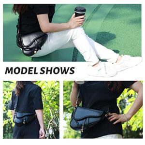 WOG2008 Women Saddle Bag Purses Trendy Black Saddle Shoulder Bag Leather Crossbody bag White Vintage Satchel Handbags