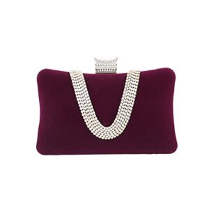 corios velvet evening bag for women rhinestone clutch bag sparkly handbag bridal wedding purse glitter shoulder bag elegant crossbody bag for wedding banquet cocktail party prom purple