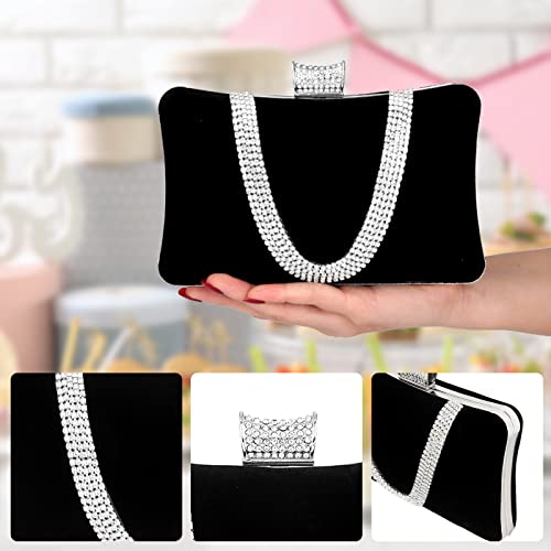 CORIOS Velvet Evening Bag for Women Rhinestone Clutch Bag Sparkly Handbag Bridal Wedding Purse Glitter Shoulder Bag Elegant Crossbody Bag for Wedding Banquet Cocktail Party Prom Purple