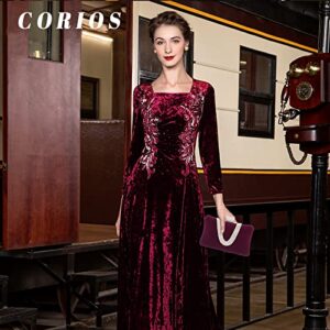 CORIOS Velvet Evening Bag for Women Rhinestone Clutch Bag Sparkly Handbag Bridal Wedding Purse Glitter Shoulder Bag Elegant Crossbody Bag for Wedding Banquet Cocktail Party Prom Purple