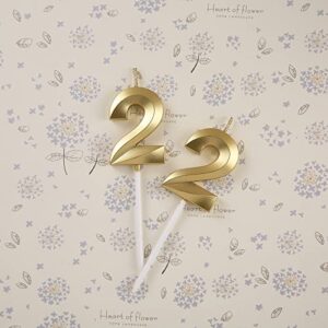 Gold 22 Birthday Candles,Gold Number 22nd Cake Topper for Birthday Decorations Party Decoration