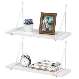 homaz life floating shelves wall mounted set of 2, storage decor shelves for living room bedroom garage hallway, white