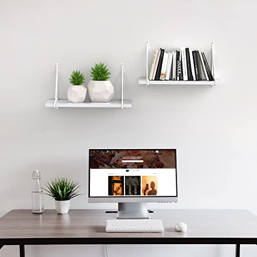 Homaz life Floating Shelves Wall Mounted Set of 2, Storage Decor Shelves for Living Room Bedroom Garage Hallway, White