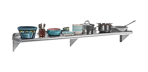 NSF Stainless Steel Wall Shelf, 315 lbs Load Heavy Duty Commercial Wall Mount Shelving, 12'' x 60'', Metal Kitchen Rack for Restaurant, Home, Kitchen, Hotel, Laundry Room, Bar