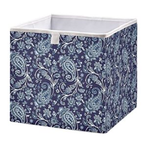 kigai paisley storage baskets, 16x11x7 in collapsible fabric storage bins organizer rectangular storage box for shelves, closets, laundry, nursery, home decor