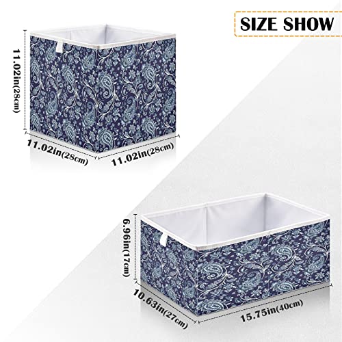 Kigai Paisley Storage Baskets, 16x11x7 in Collapsible Fabric Storage Bins Organizer Rectangular Storage Box for Shelves, Closets, Laundry, Nursery, Home Decor