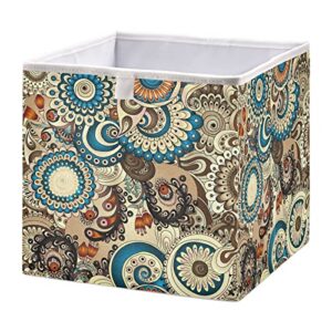 kigai paisley cube storage bins – 11x11x11 in large foldable storage basket fabric storage baskes organizer for toys, books, shelves, closet, home decor