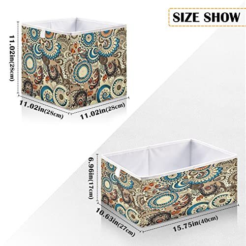 Kigai Paisley Cube Storage Bins - 11x11x11 In Large Foldable Storage Basket Fabric Storage Baskes Organizer for Toys, Books, Shelves, Closet, Home Decor