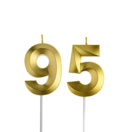 Gold 95th & 59th Birthday Candles,Gold Number 95 59 Cake Topper for Birthday Decorations Party Decoration